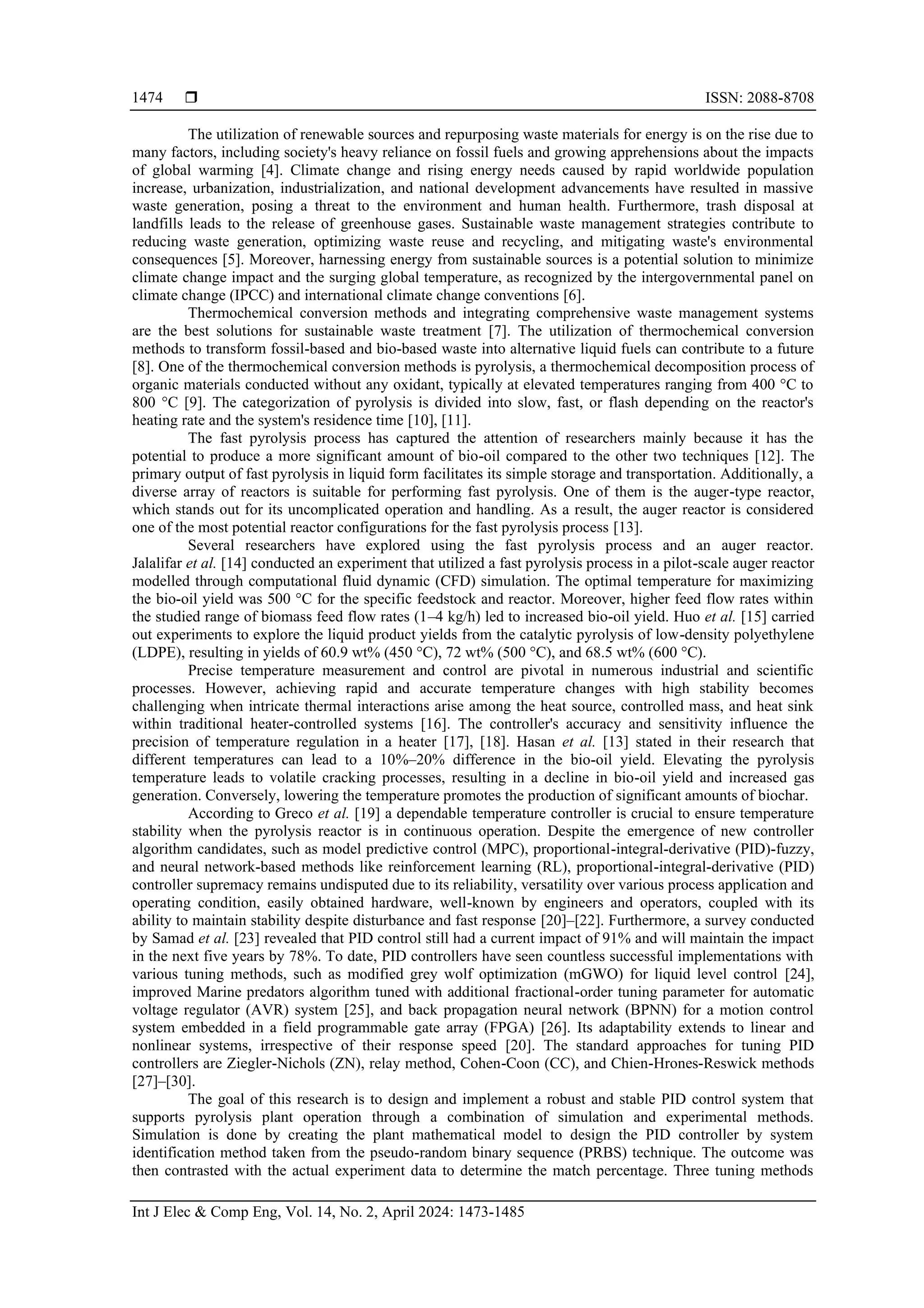 Pyrolysis process control: temperature control design and application ...
