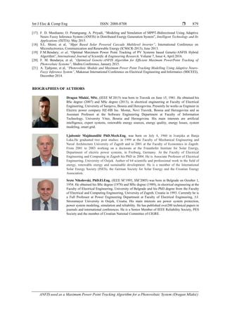 ANFIS used as a Maximum Power Point Tracking Algorithmfor a Photovoltaic System | PDF | Power ...