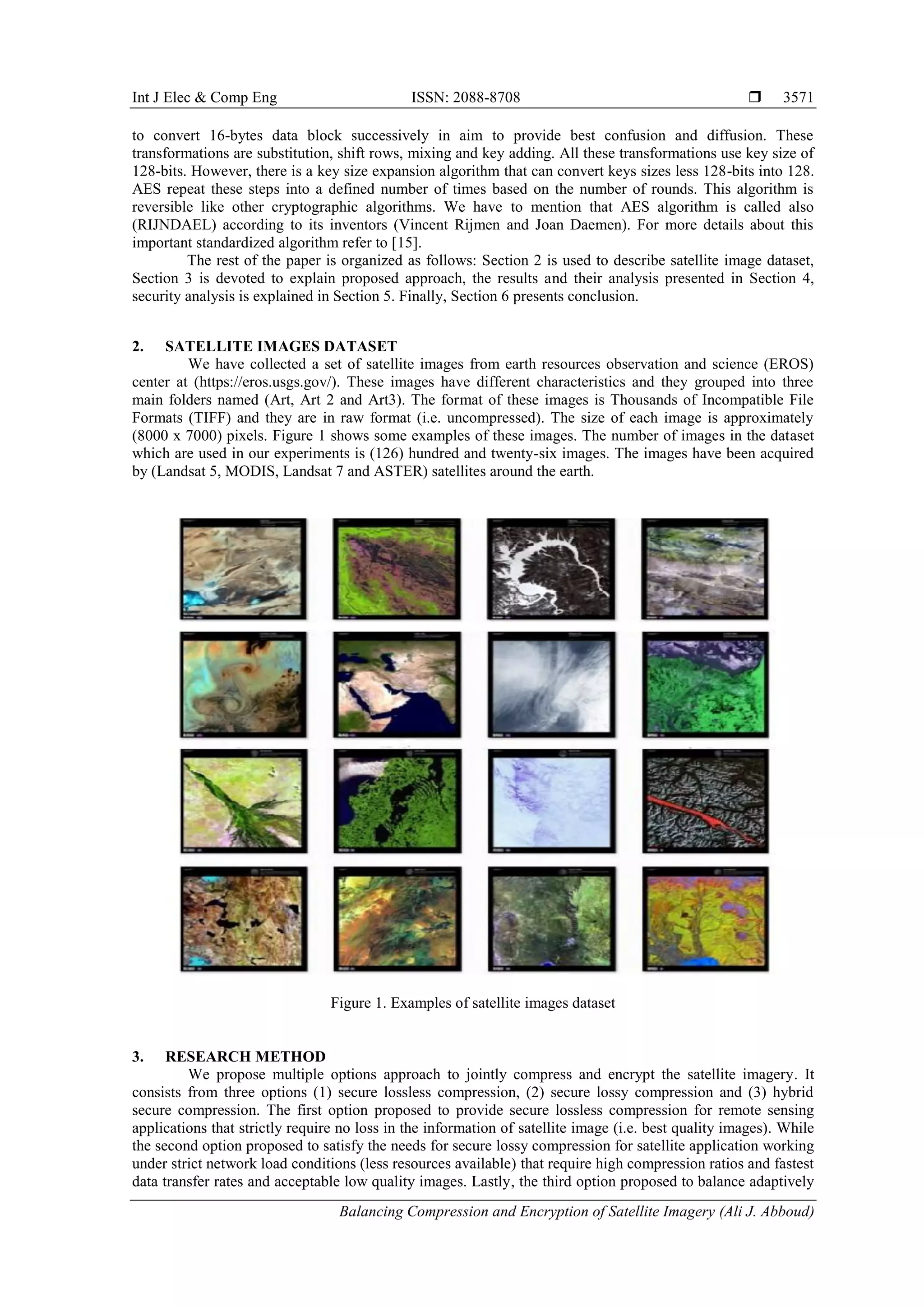 Balancing Compression and Encryption of Satellite Imagery | PDF