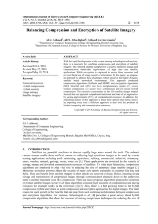 Balancing Compression and Encryption of Satellite Imagery | PDF