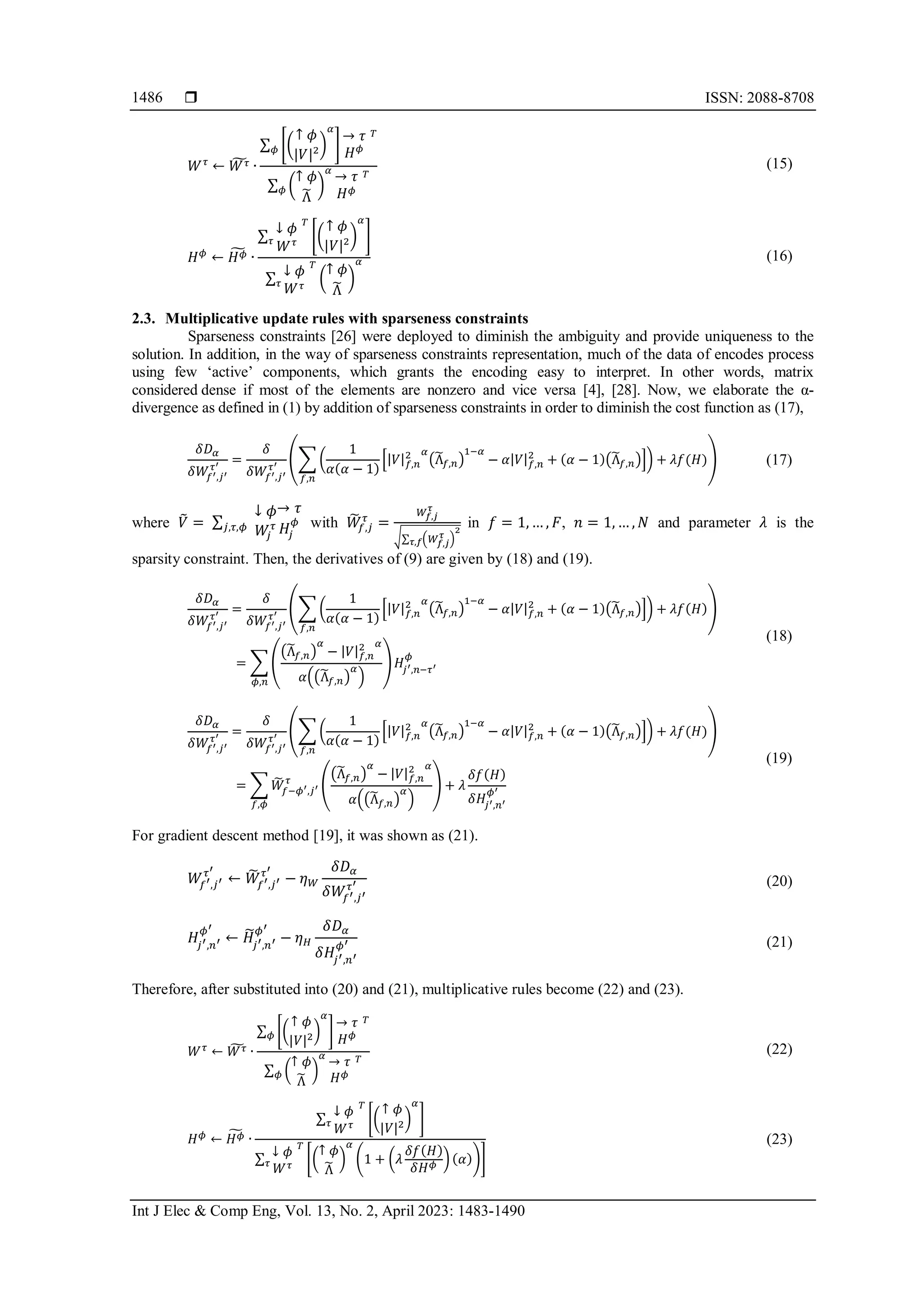 Alpha Divergence Two Dimensional Nonnegative Matrix Factorization For