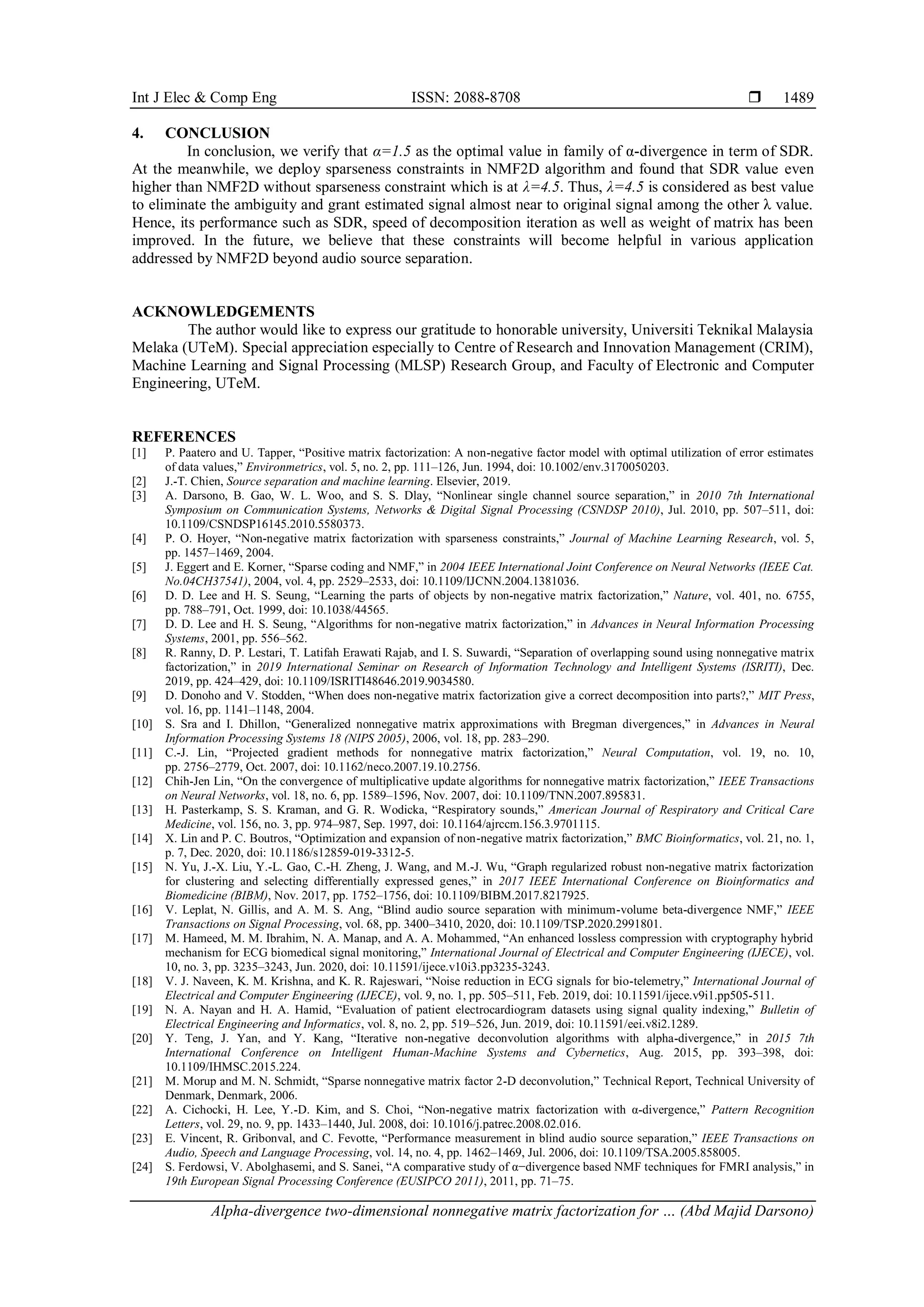 Alpha Divergence Two Dimensional Nonnegative Matrix Factorization For Biomedical Blind Source