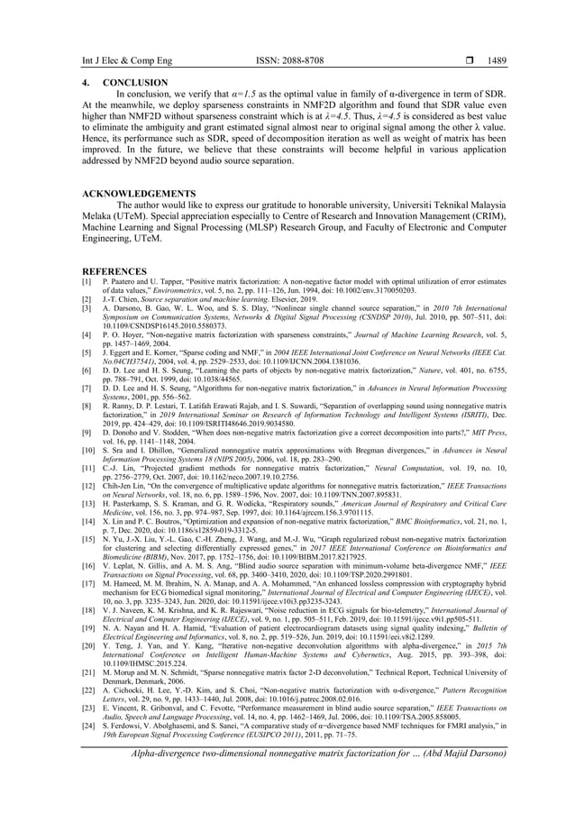 Alpha Divergence Two Dimensional Nonnegative Matrix Factorization For Biomedical Blind Source