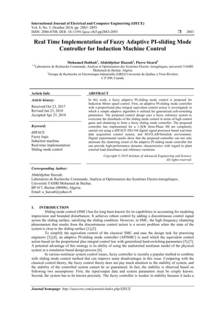 Real Time Implementation of Fuzzy Adaptive PI-sliding Mode Controller for Induction Machine ...