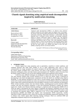 Chaotic signals denoising using empirical mode decomposition inspired by multivariate denoising ...