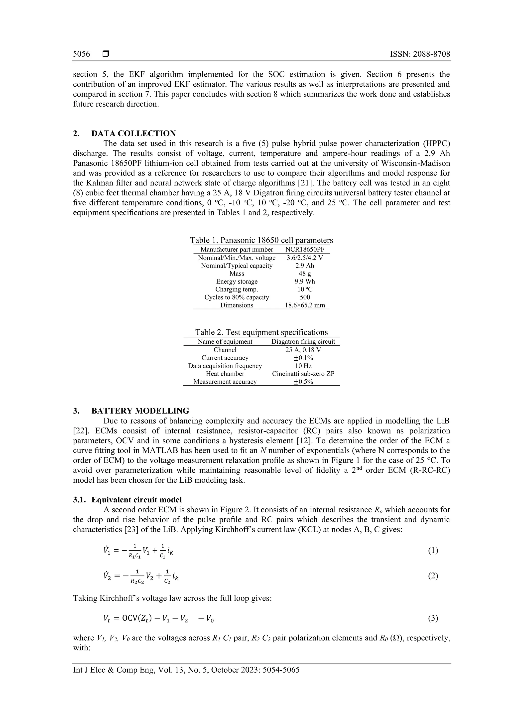State Of Charge Estimation Based On A Modified Extended Kalman Filter Pdf Physics Science