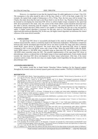 Field oriented control driver development based on BTS7960 for physiotherapy robot ...