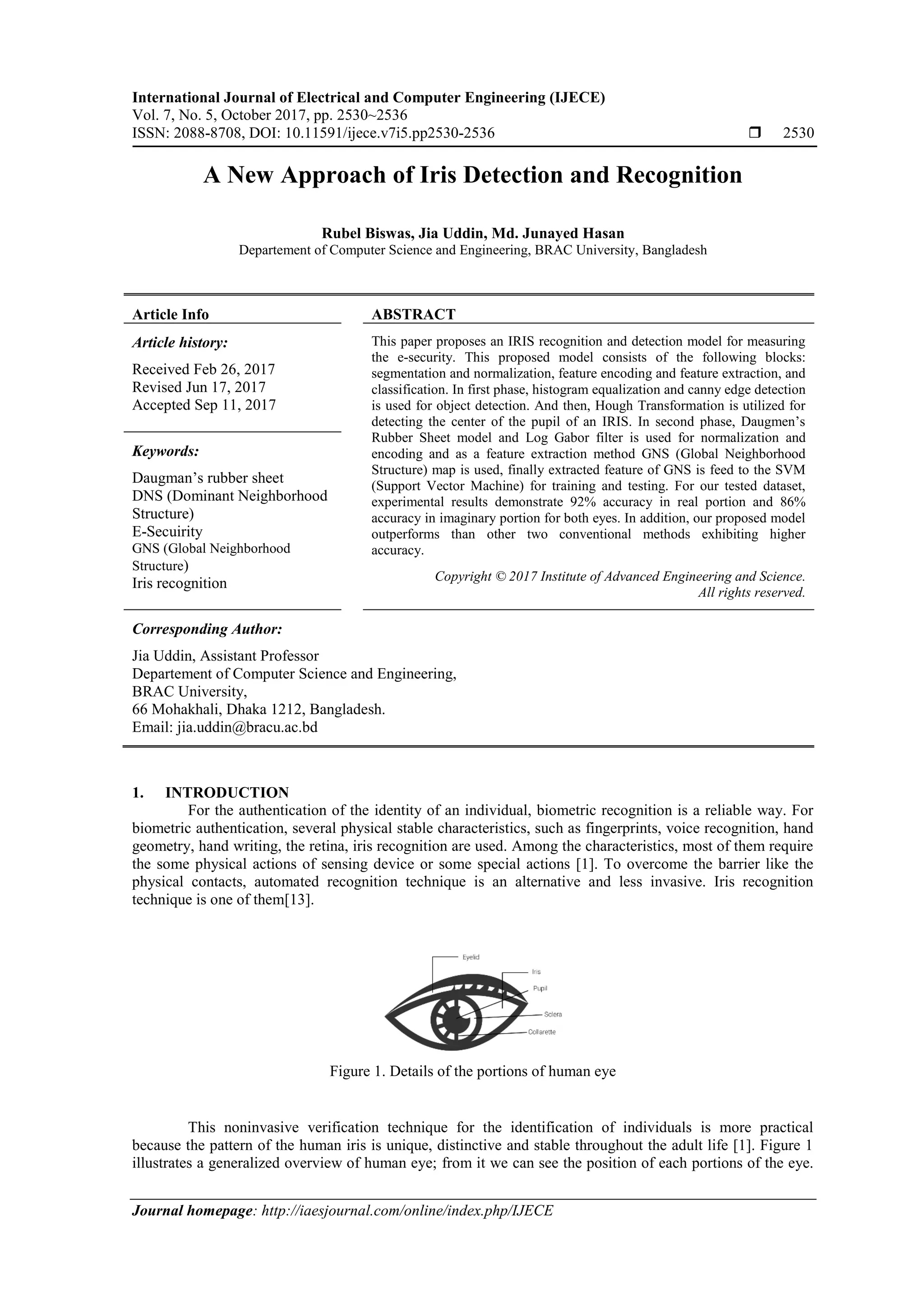 A New Approach of Iris Detection and Recognition | PDF