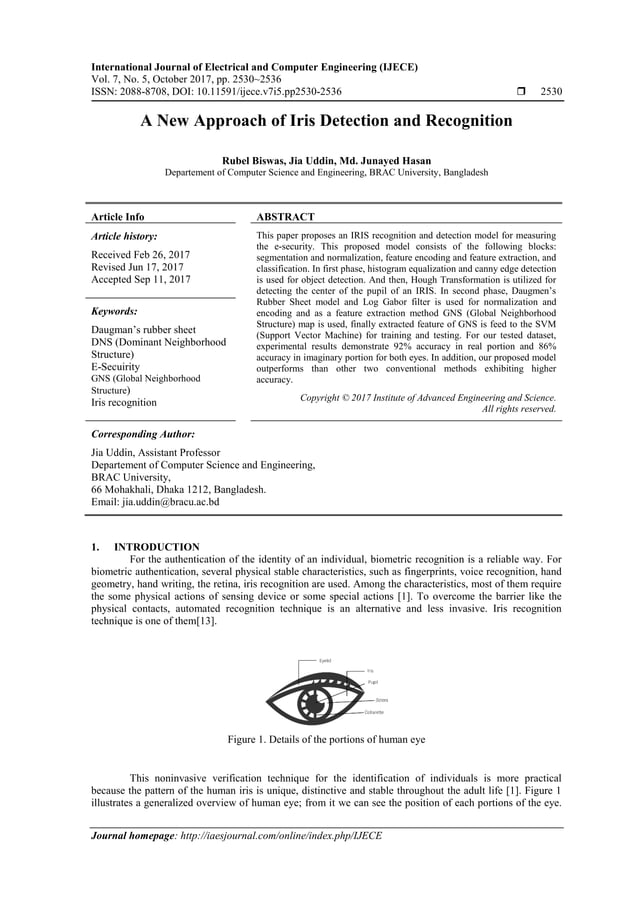 A New Approach of Iris Detection and Recognition | PDF