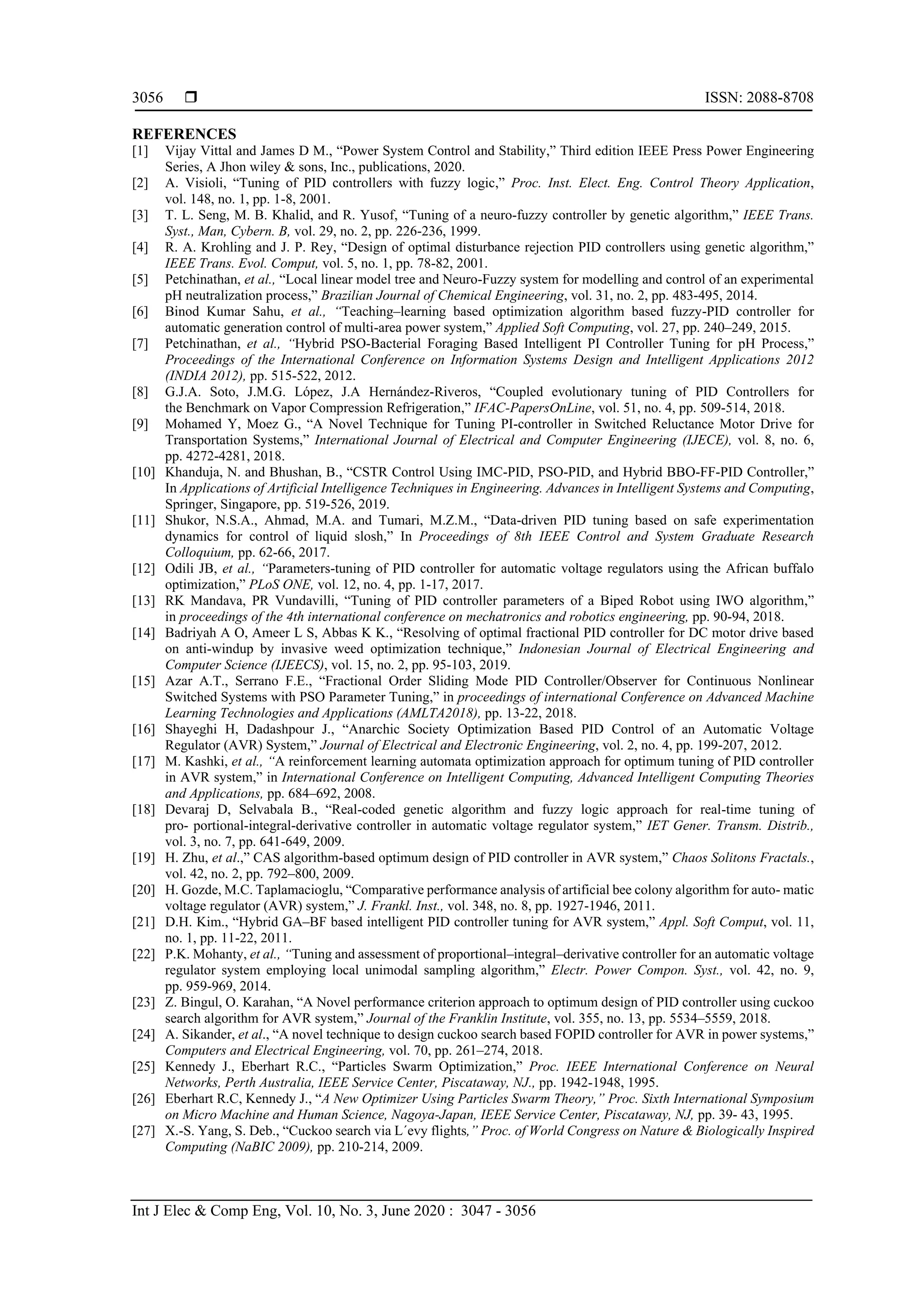 Evolutionary Algorithms Based Tuning Of Pid Controller For An Avr System Pdf