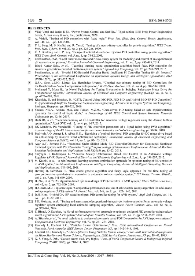 Evolutionary Algorithms Based Tuning Of Pid Controller For An Avr System Pdf