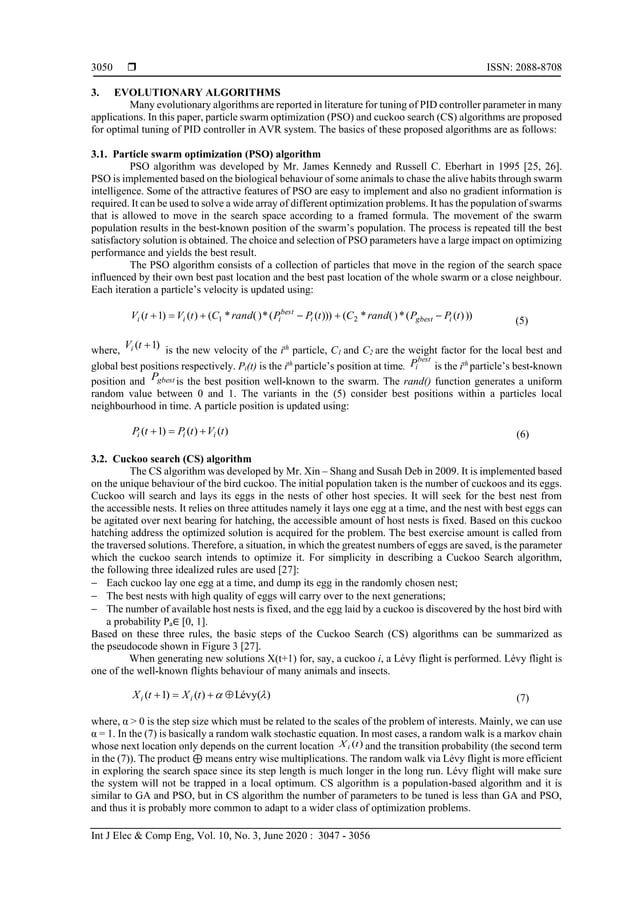 Evolutionary Algorithms Based Tuning Of Pid Controller For An Avr