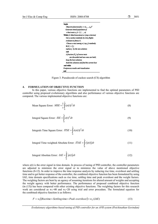 Evolutionary Algorithms Based Tuning Of Pid Controller For An Avr System Pdf