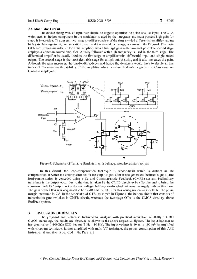 A Two Channel Analog Front end Design AFE Design with Continuous Time ∑-∆ Modulator for ECG ...