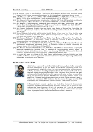 A Two Channel Analog Front end Design AFE Design with Continuous Time ∑ ...