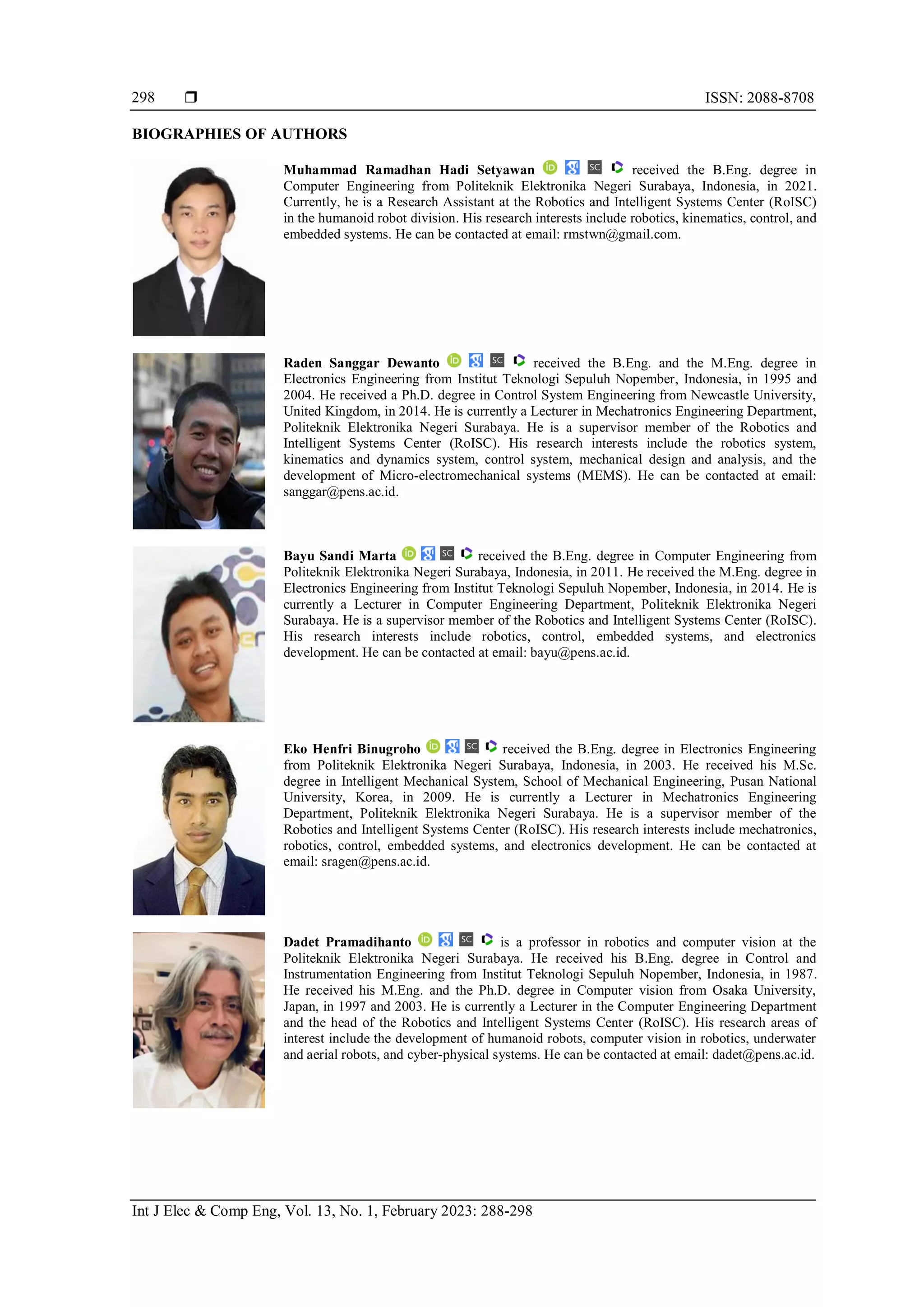 Kinematics modeling of six degrees of freedom humanoid robot arm using ...