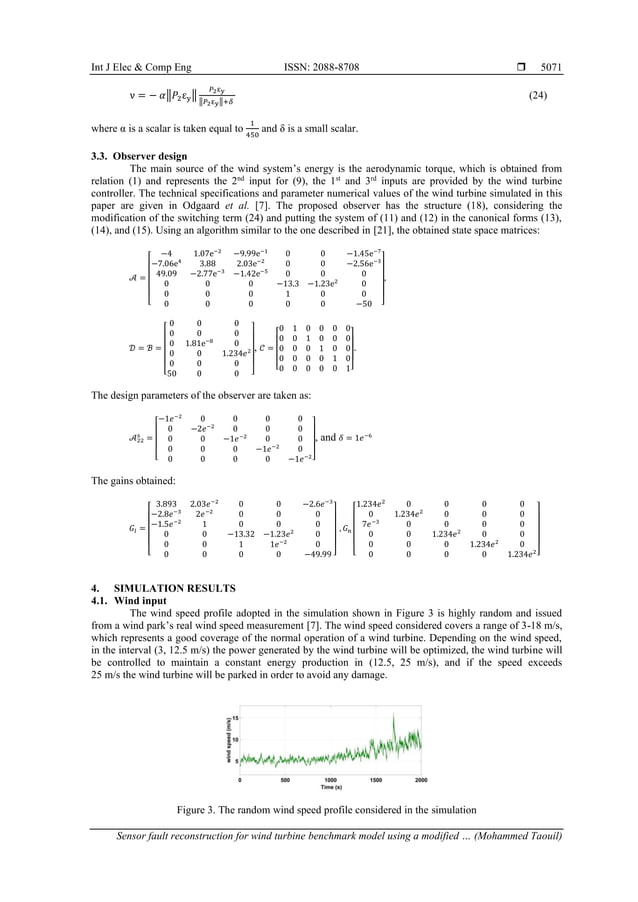 Sensor Fault Reconstruction For Wind Turbine Benchmark Model Using A