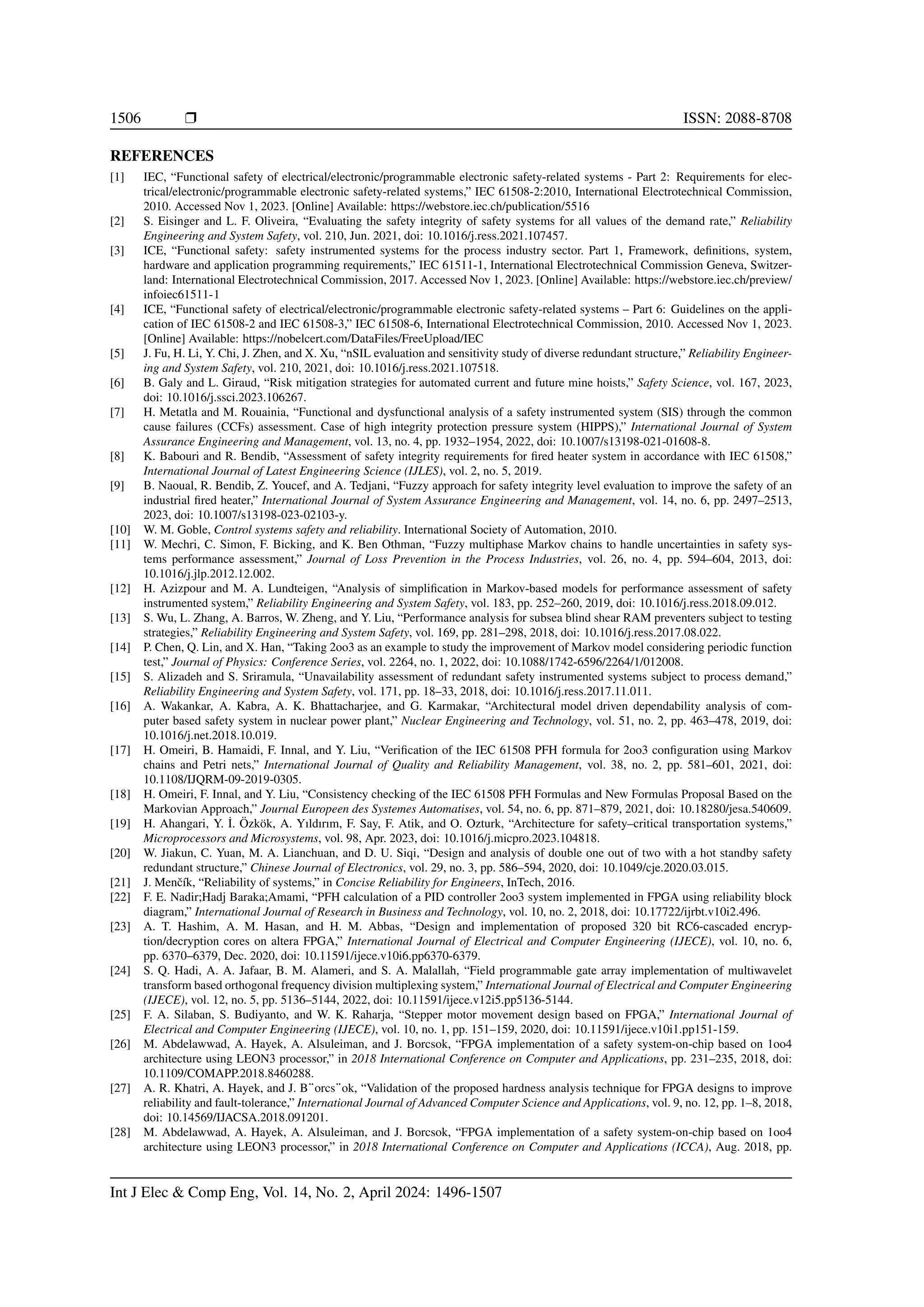 Development and evaluation of a 2oo3 safety controller in FPGA using ...