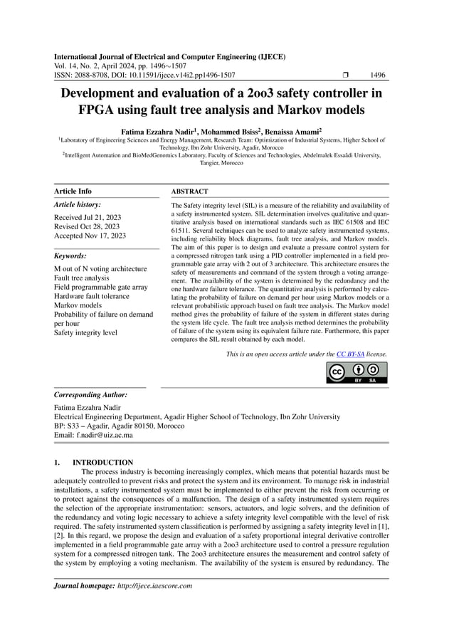 Development and evaluation of a 2oo3 safety controller in FPGA using ...