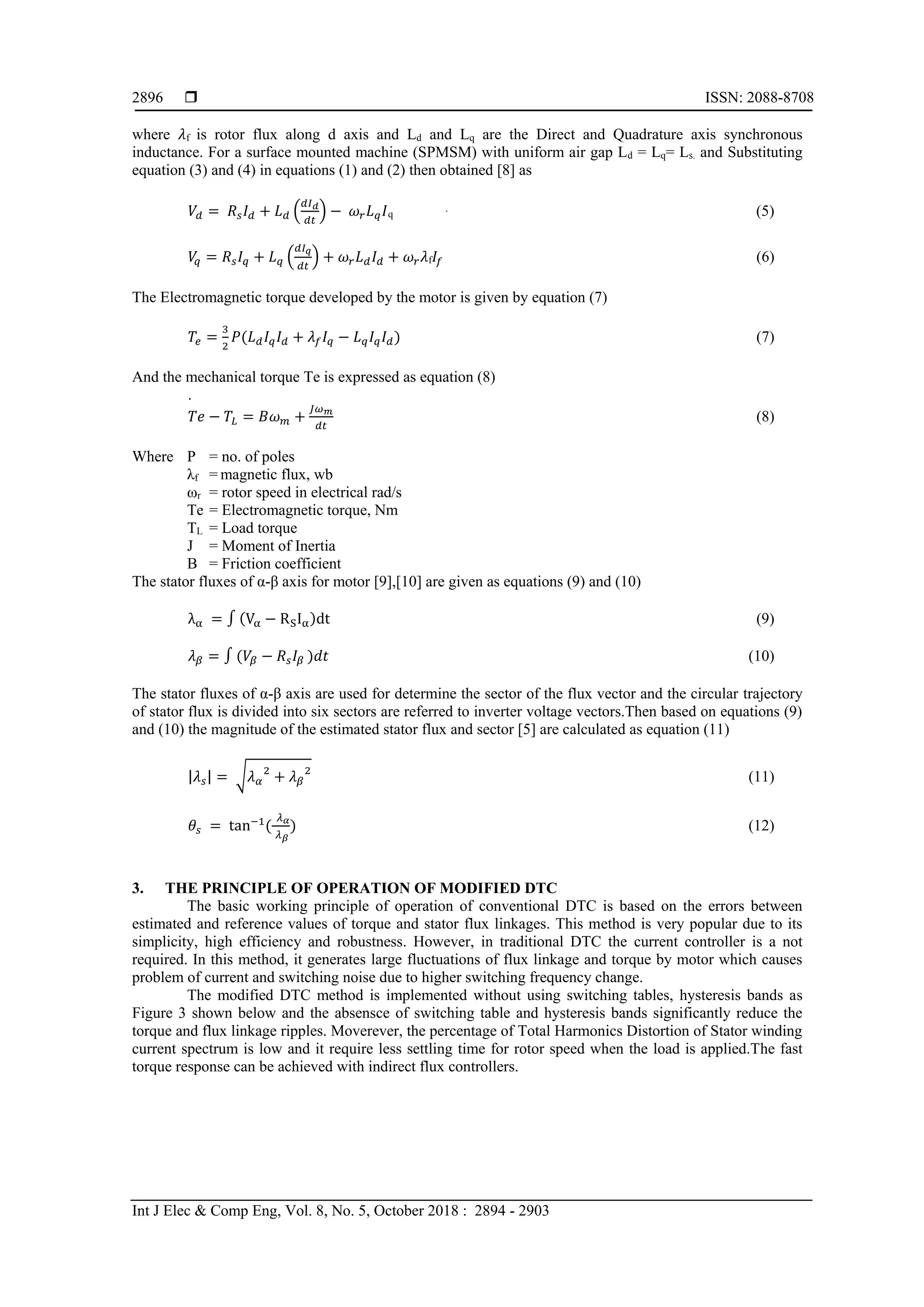 Simulation and Analysis of Modified DTC of PMSM | PDF