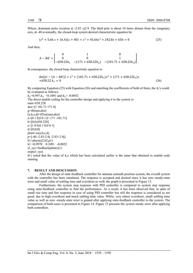 Antenna Azimuth Position Control System using PIDController & State-Feedback Controller Approach ...