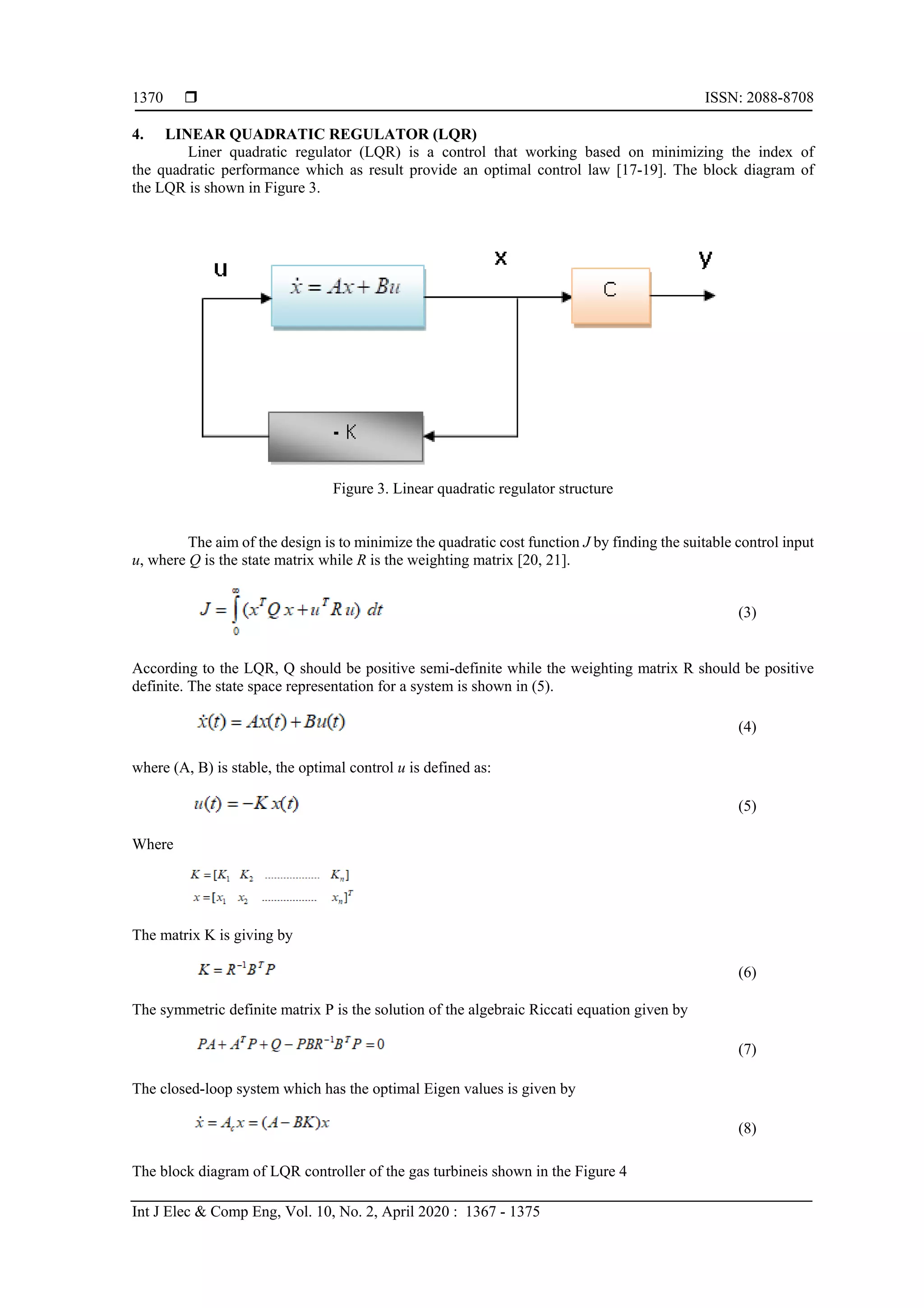 Optimal Tuning Linear Quadratic Regulator For Gas Turbine By Genetic Algorithm Using Integral