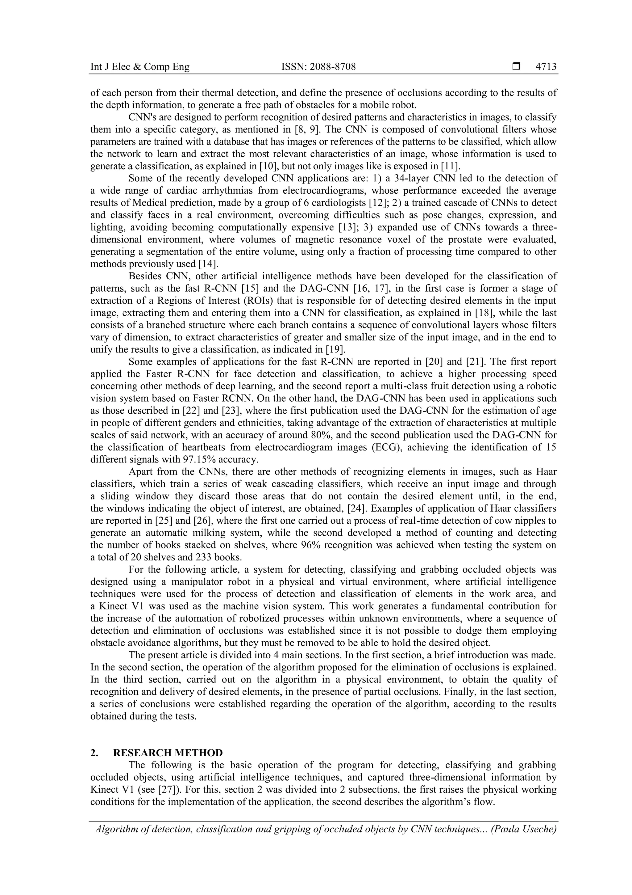 Algorithm Of Detection Classification And Gripping Of Occluded Objects By Cnn Techniques And