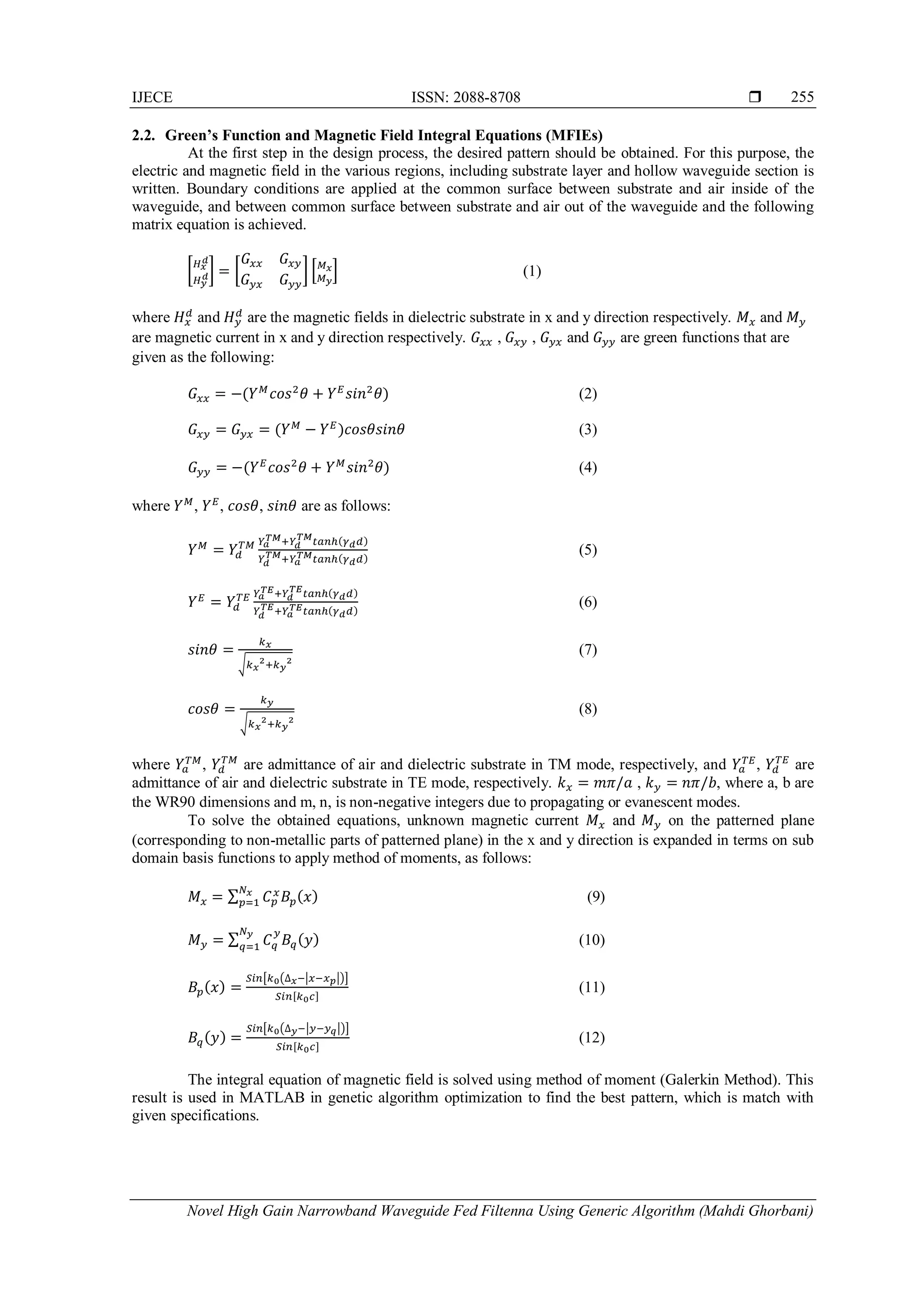 Novel High-Gain Narrowband Waveguide-Fed Filtenna using Genetic Algorithm | PDF