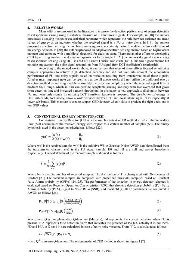 A combined spectrum sensing method based DCT for cognitive radio system | PDF