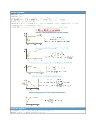 Moment curvature analysis confined concrete section in matlab | PDF