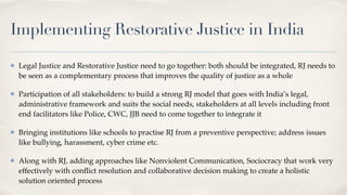 Applying Restorative Justice in case of Child Victims and Offenders | PDF