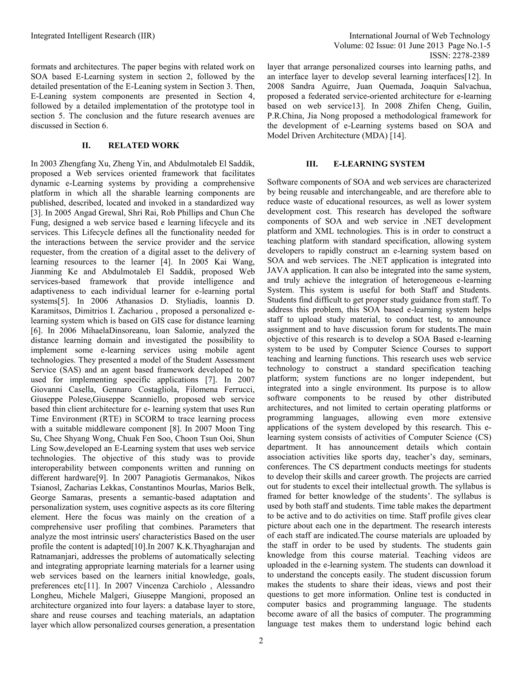 A Soa Based E-Learning System for Teaching Fundamental Informations of Computer Science Courses ...