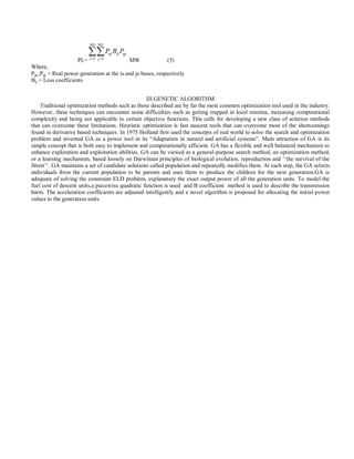 ECONOMIC LOAD DISPATCH USING GENETIC ALGORITHM | PDF