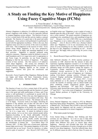 A Study on Finding the Key Motive of Happiness Using Fuzzy Cognitive Maps (FCMs) | PDF