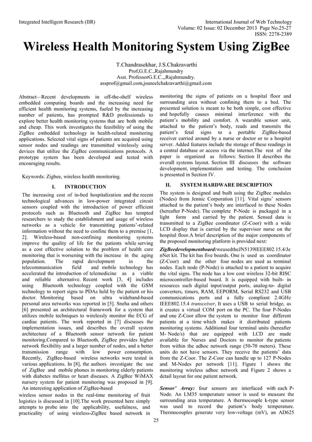 Wireless Health Monitoring System Using ZigBee | PDF