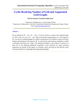 CYCLIC RESOLVING NUMBER OF GRID AND AUGMENTED GRID GRAPHS | PDF