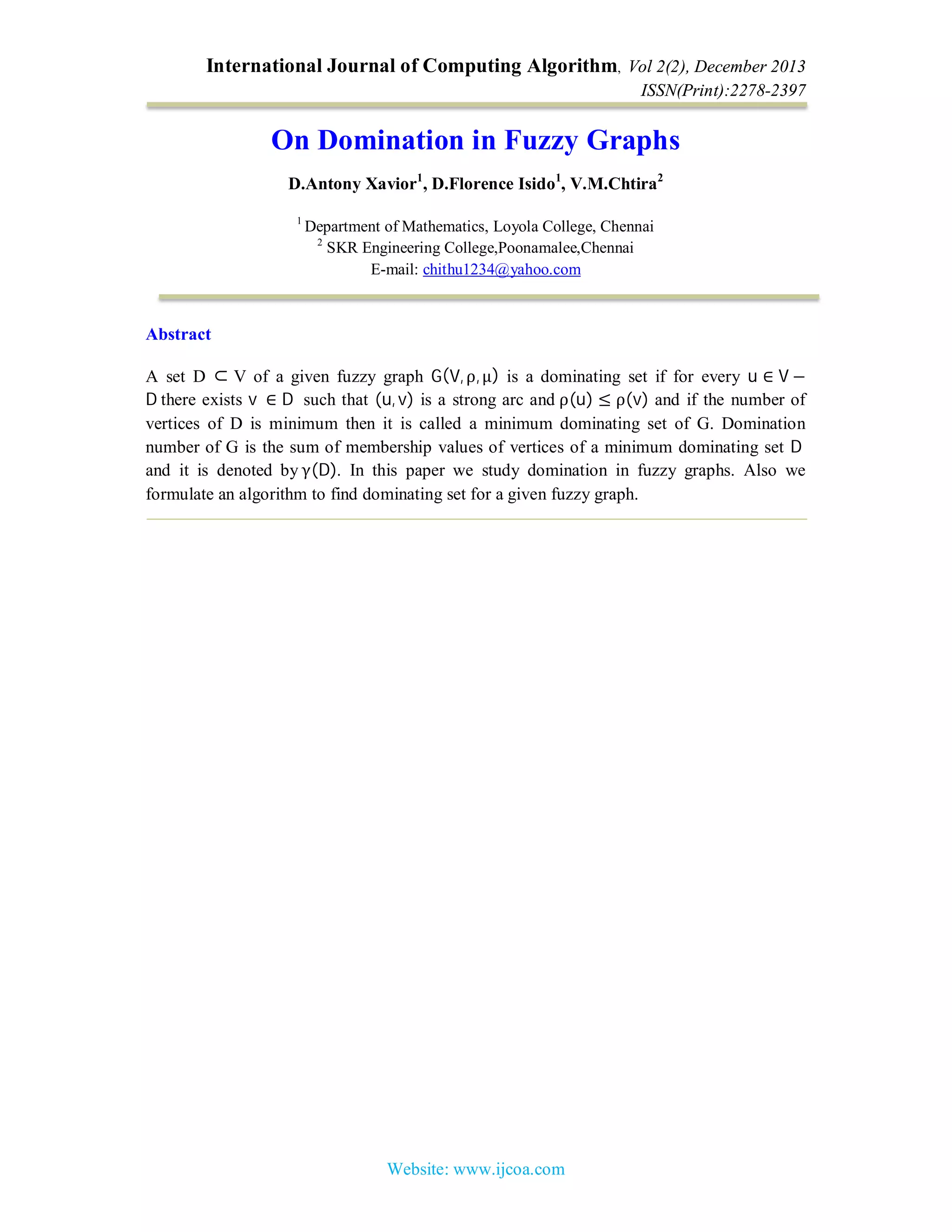 On Domination in Fuzzy Graphs | PDF