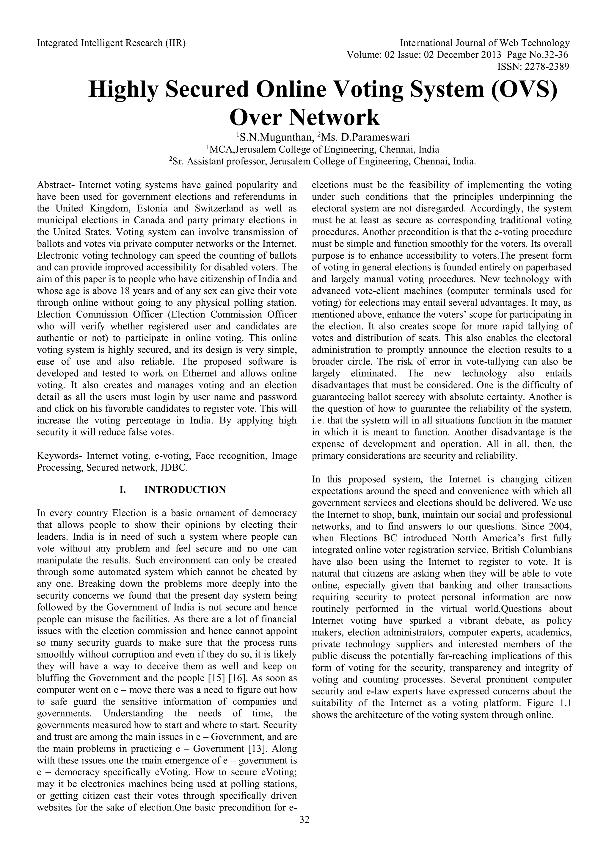 Highly Secured Online Voting System (OVS) Over Network | PDF