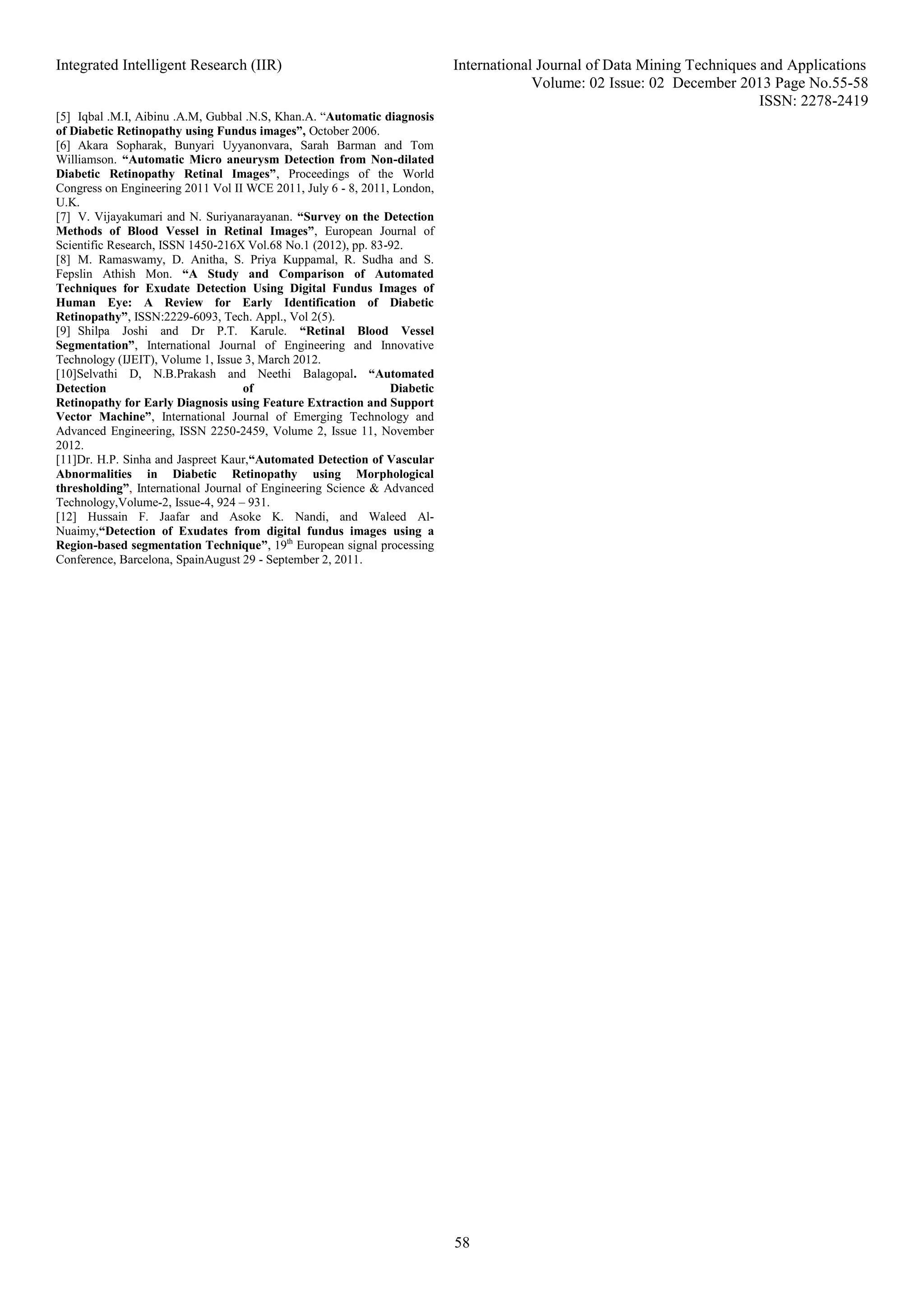 An Approach for the Detection of Vascular Abnormalities in Diabetic Retinopathy | PDF