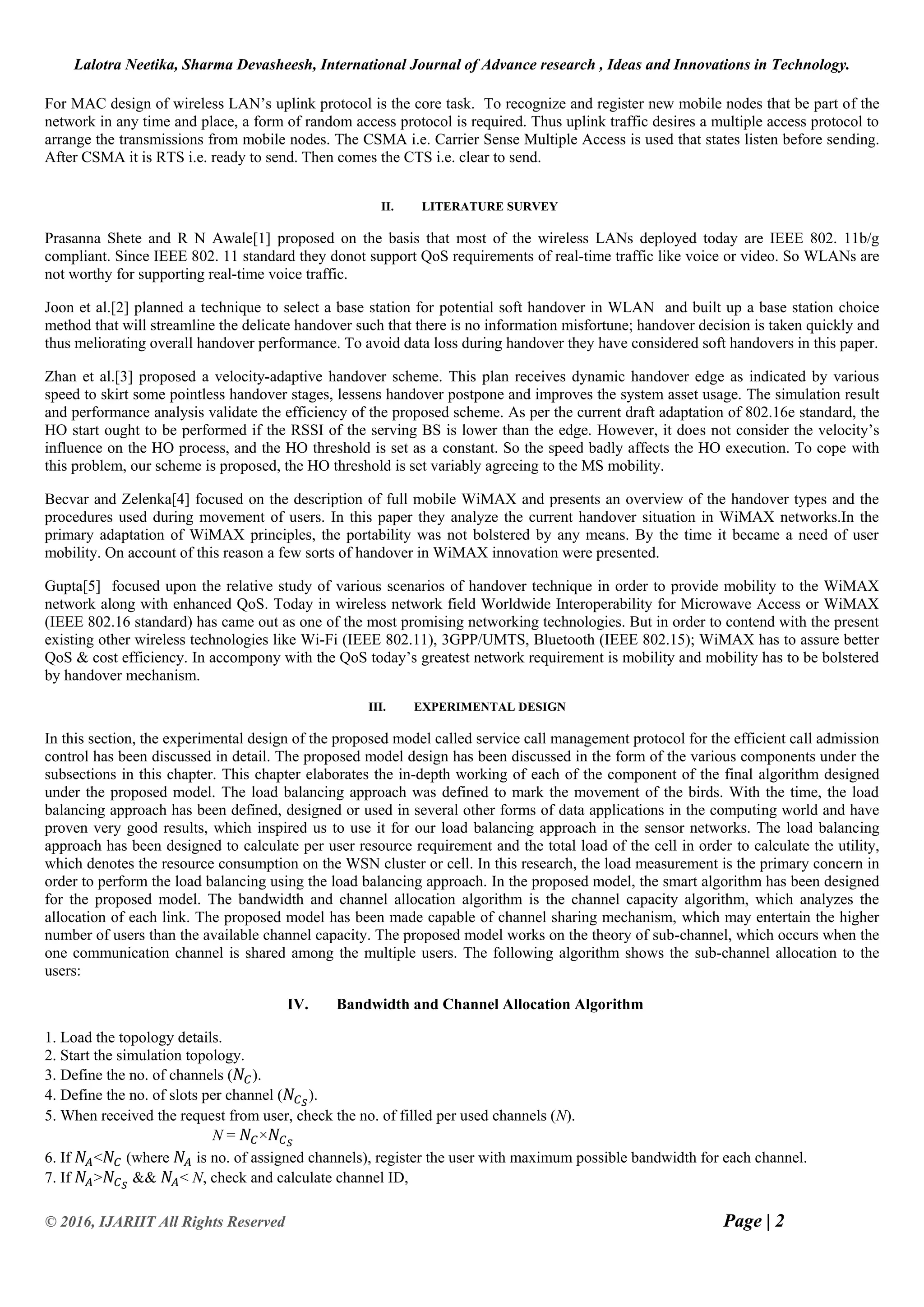 Call Admission Control (CAC) with Load Balancing Approach for the WLAN Networks | PDF