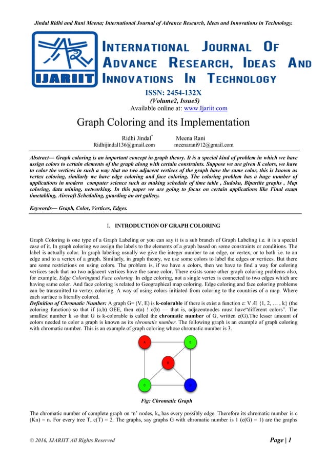 Graph Coloring and Its Implementation | PDF