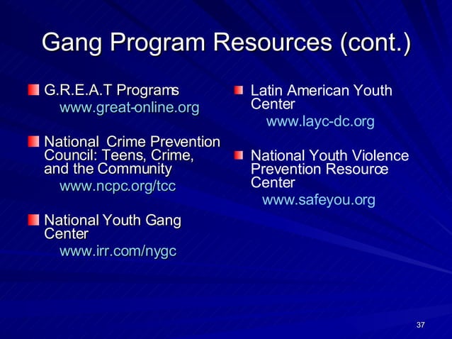 Identifying And Addressing A Gang Problem | PPT