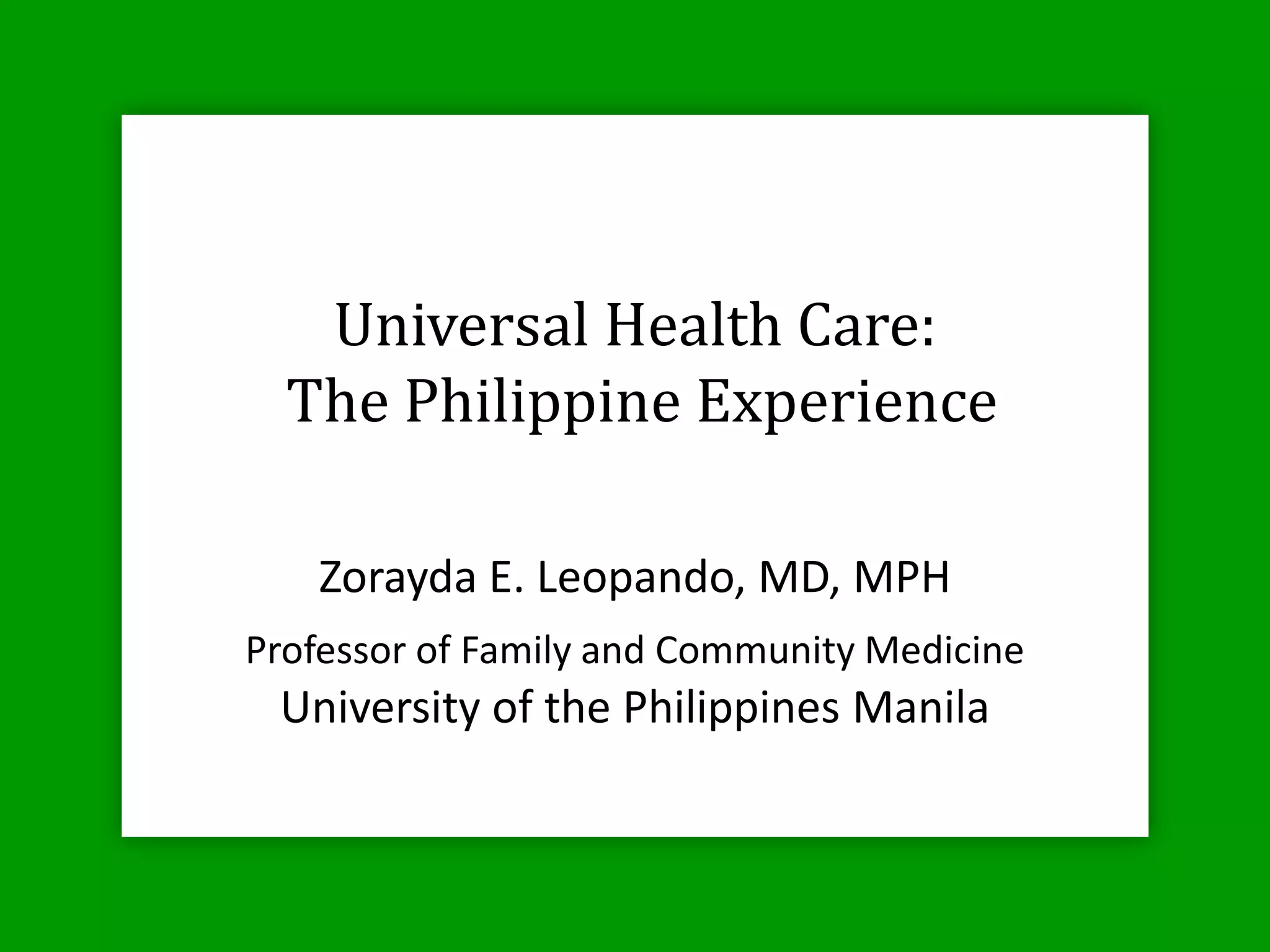 Universal Health Care: the Philippine experience | PDF
