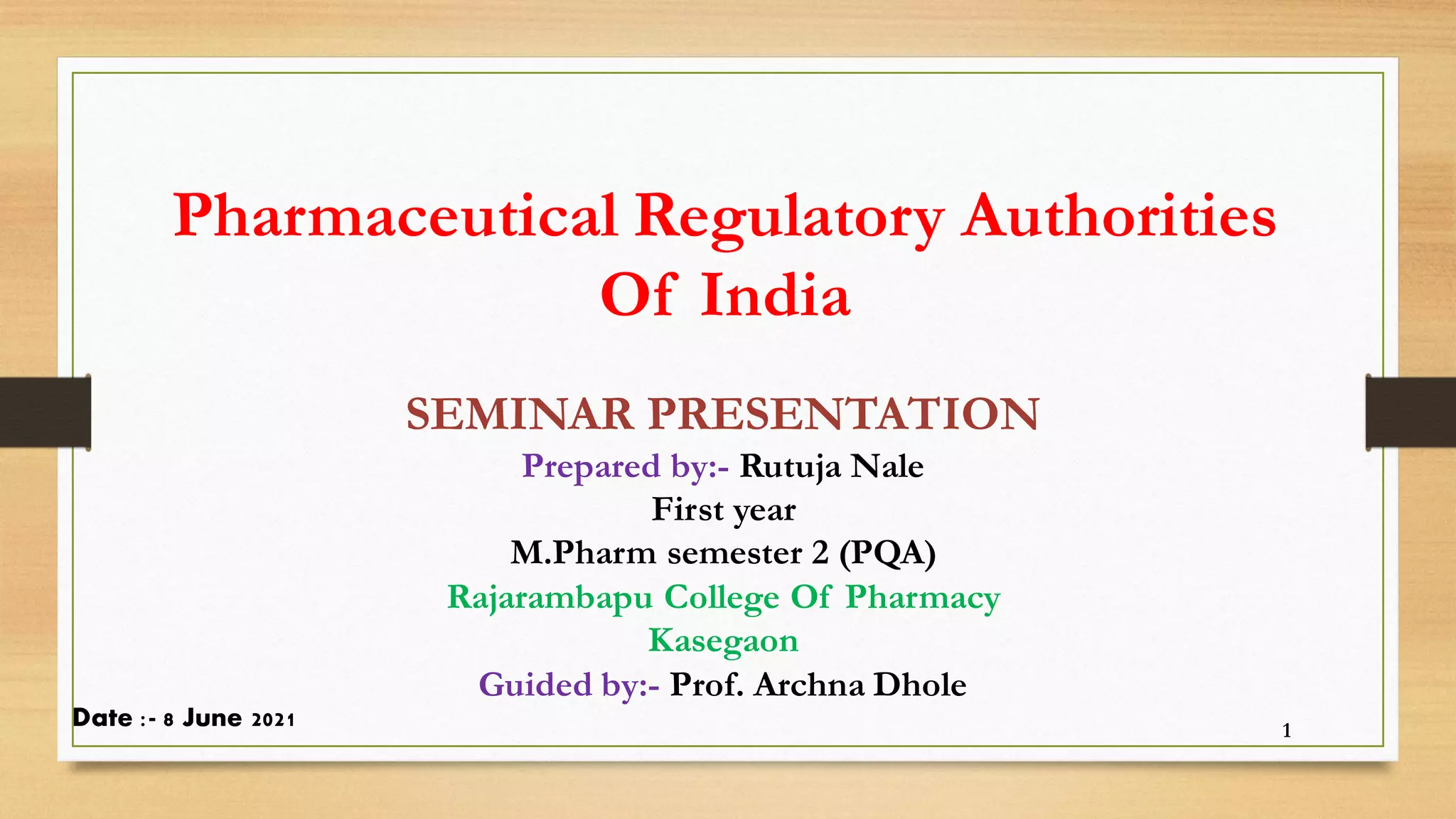 Pharmaceutical regulatory authorities of India | PDF