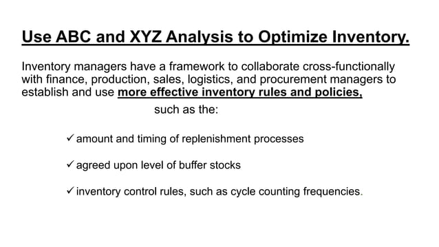 Inventory Optimization Using ABC-XYZ Analysis | PPTX | Logistics | Business