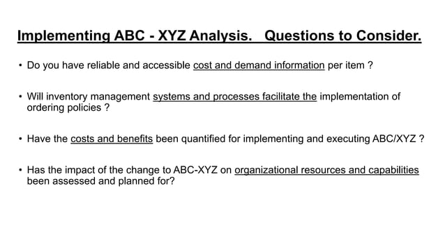 Inventory Optimization Using ABC-XYZ Analysis | PPTX | Logistics | Business