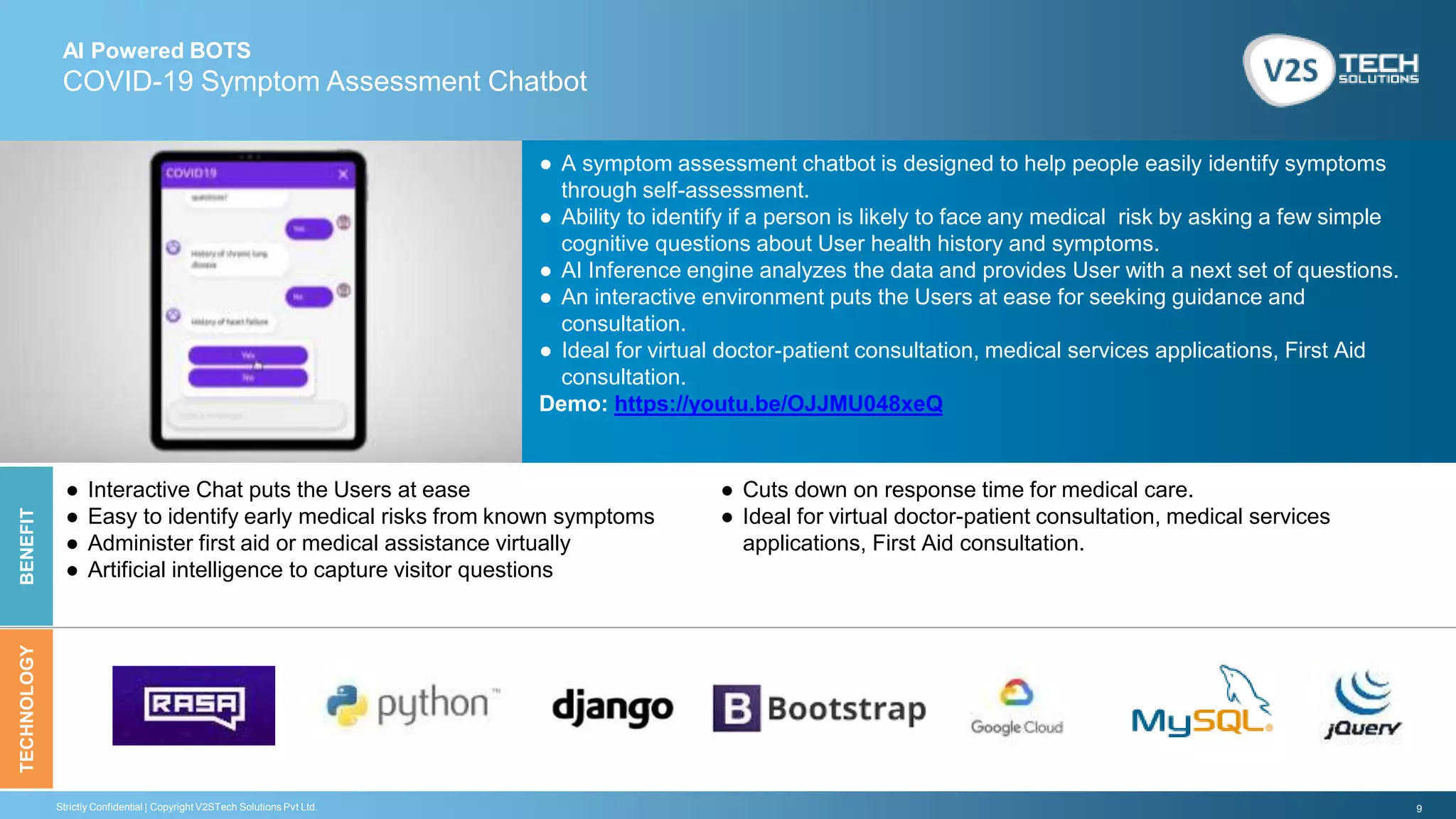 V2STech Corporate presentation for Chatbots | PPTX