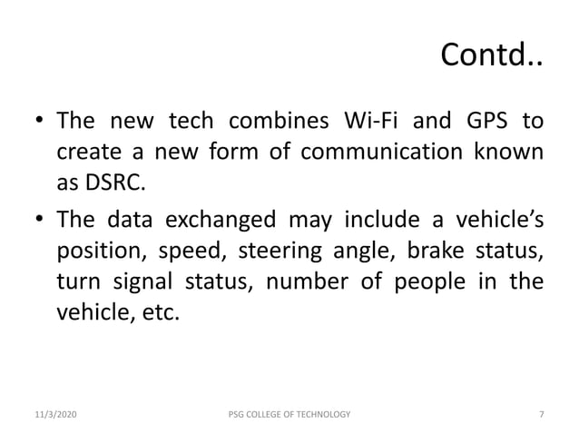 Vehicle to vehicle communication | PPTX