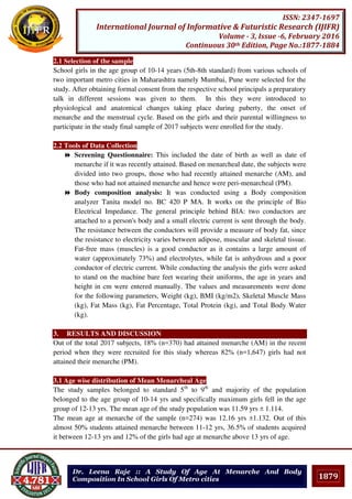 A Study Of Age At Menarche And Body Composition In School Girls Of ...