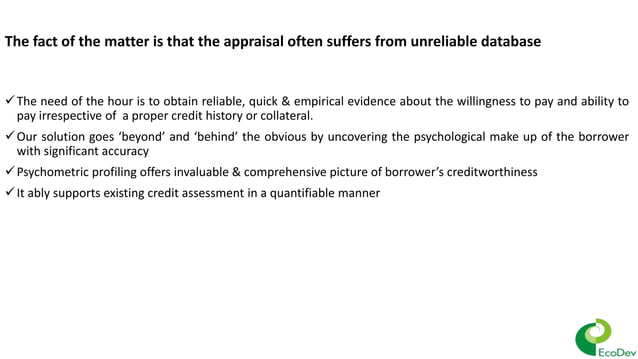 profiling creditworthiness &entrepreneurship using psychometric tools | PPT